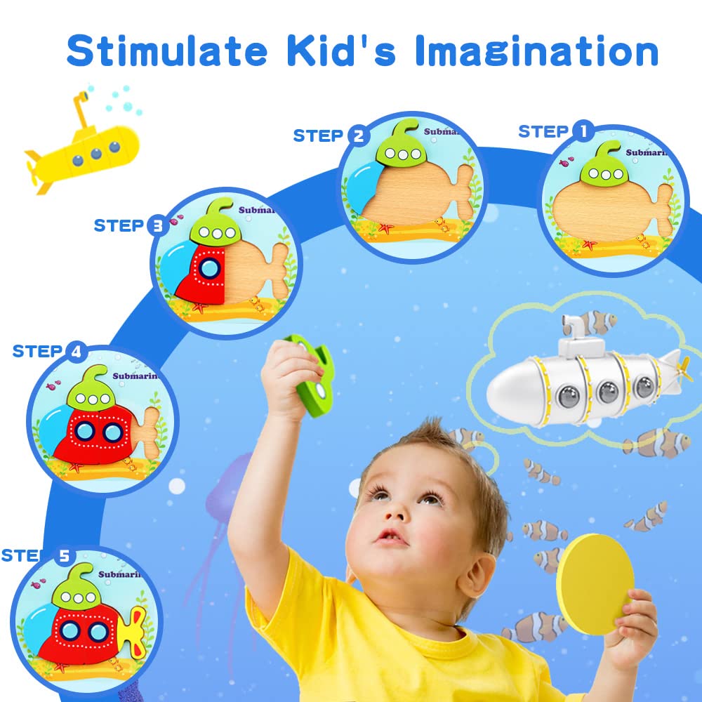 Toddler Toys Wooden Puzzles for Toddlers 1 2 3 Year Old Boys Girls Montessori Toys 6 Packs Vehicle Shape Jigsaw Puzzles Sensory Toys for Toddlers 1-3 Baby Infant Educational Learning STEM Toys Gifts