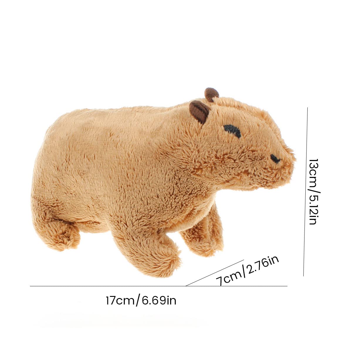 HOTBEST Capybara Rodent Plush Toy, Cute Cartoon Capybara Stuffed Animal, Heal Your Mood, Super Soft Brown Plush Doll Toy Figure, Wild Animals Crawling Plushie Toys for Kids Adult Lovers (Brown)