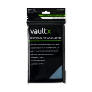 vault x graded card sleeves - universal fit protective slab sleeves for bgs, sgc, ace and more, soft polypropelene prevents scratches, scrapes etc (100pcs)