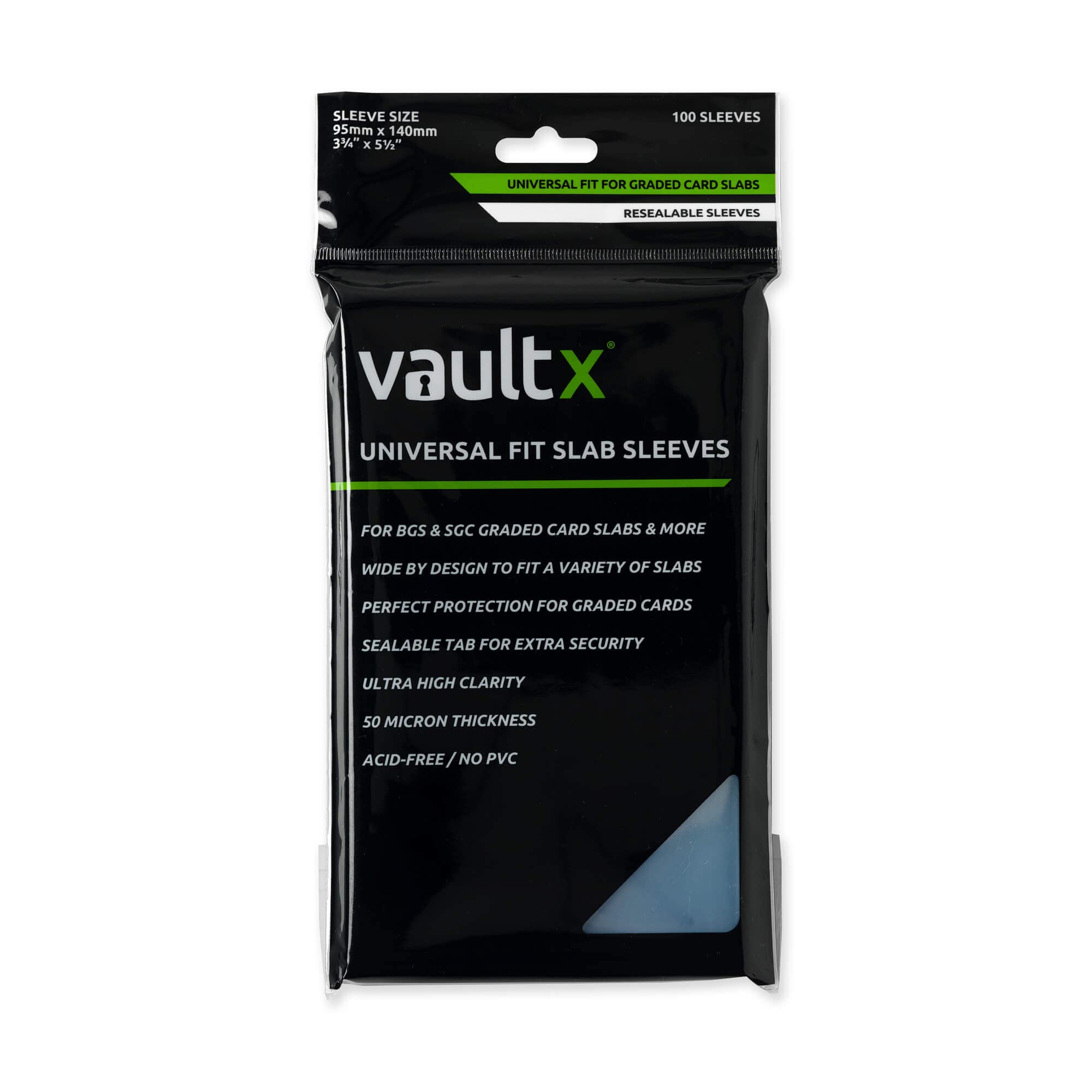 Vault X Graded Card Sleeves - Universal Fit Protective Slab Sleeves for BGS, SGC, ACE and More, Soft Polypropelene Prevents Scratches, Scrapes etc (100pcs)