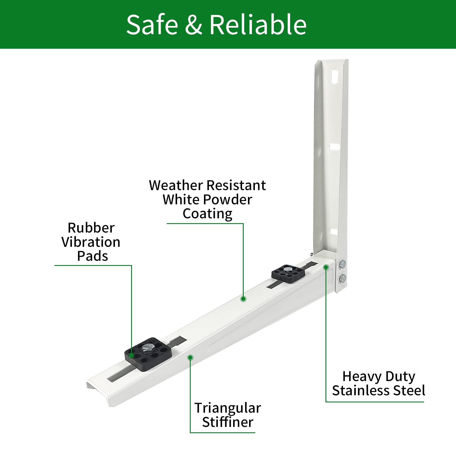 Air Conditioner Support Brackets, Mini Split Wall mounting Window AC Bracket Stand for Outdoor AC Unit 7000-15000 BTU Weather Proof Shelf to Protect from Dirt and Vandalism(2 Pcs, 17.3" x 14.5")