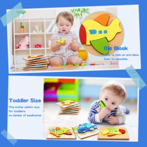 Toddler Toys Wooden Puzzles for Toddlers 1 2 3 Year Old Boys Girls Montessori Toys 6 Packs Vehicle Shape Jigsaw Puzzles Sensory Toys for Toddlers 1-3 Baby Infant Educational Learning STEM Toys Gifts