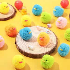 Meanplan 20 Pcs LED Puffer Duck Light up Duck Flashing Rubber Duck Mini Bath Ducks Light up Duck Relieve Toy for Boys Girls for Funky Disco Birthday Party Bathtub Shower Favors, 5 Mixed Colors