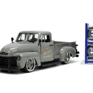 Jada Toys Just Trucks 1:24 1953 Chevy Pickup Die-cast Car Gray with Tire Rack, Toys for Kids and Adults