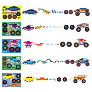 20 PCS Monster Truck Make Your Own Stickers with 10 Designs Truck Party Favors for Monster Truck-Themed Birthday Party Decorations Favor Supplies Education Toy Art Craft Activities Birthday Gift