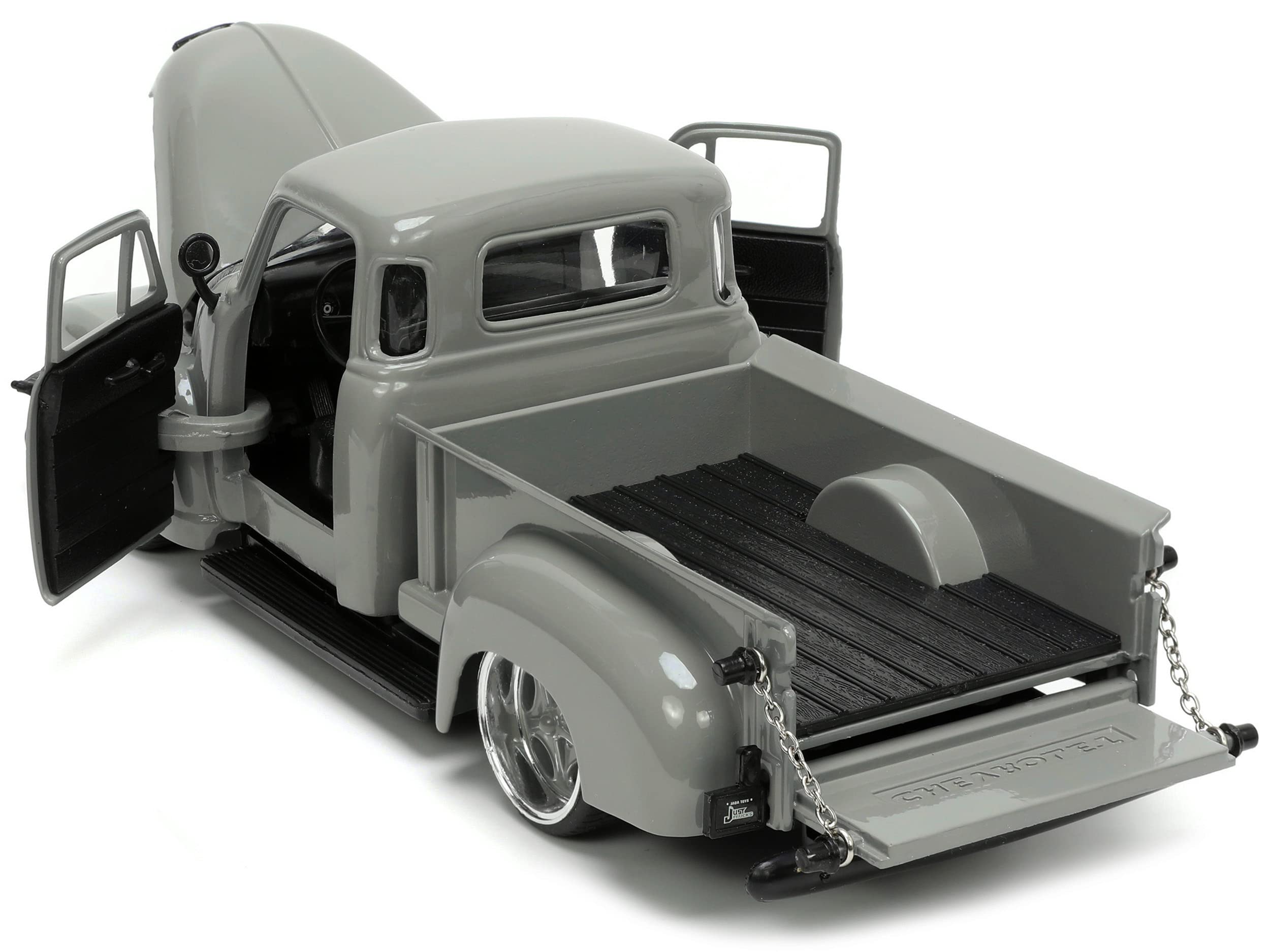 Jada Toys Just Trucks 1:24 1953 Chevy Pickup Die-cast Car Gray with Tire Rack, Toys for Kids and Adults