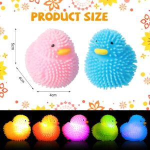 Meanplan 20 Pcs LED Puffer Duck Light up Duck Flashing Rubber Duck Mini Bath Ducks Light up Duck Relieve Toy for Boys Girls for Funky Disco Birthday Party Bathtub Shower Favors, 5 Mixed Colors