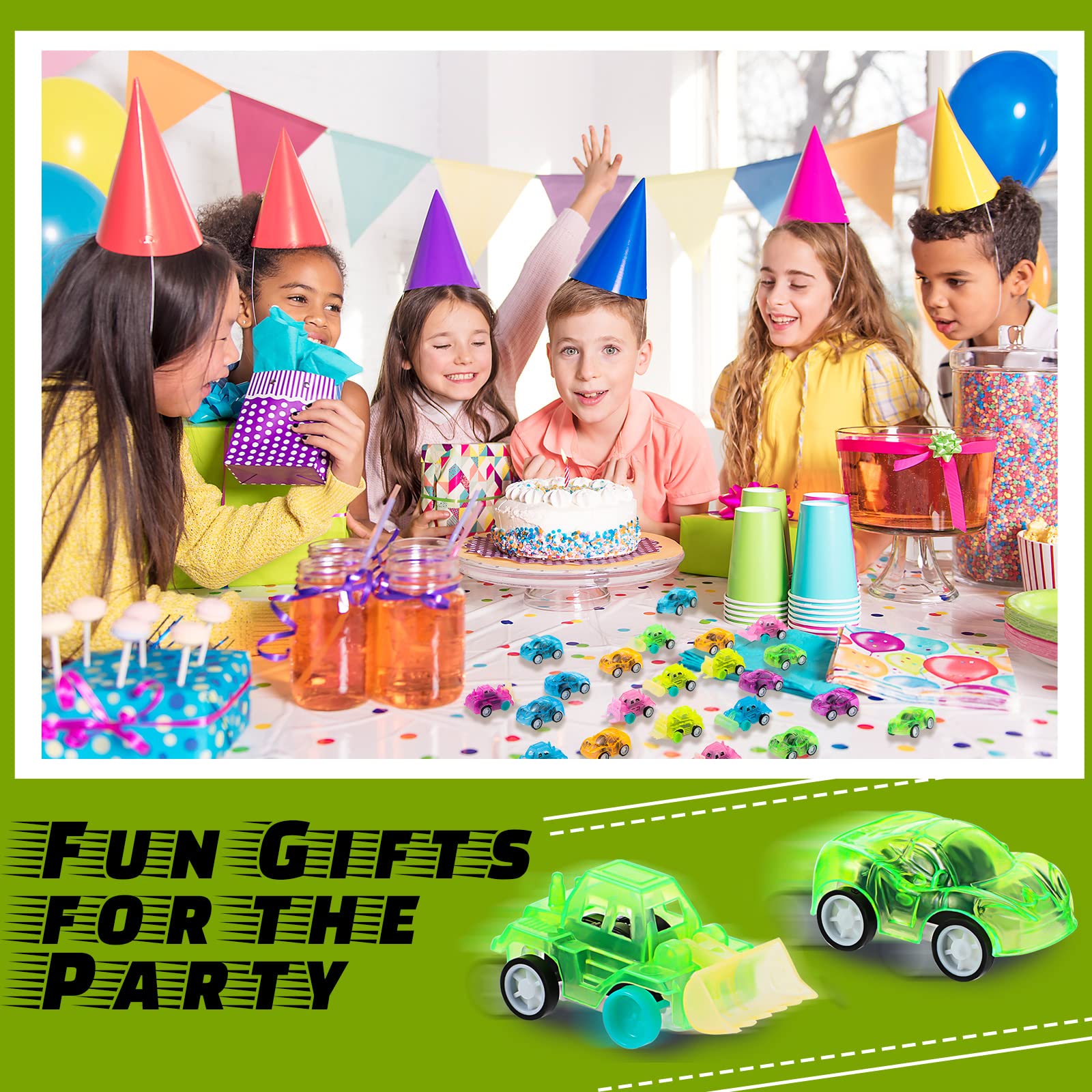 Leitee 150 Pack Mini Pull Back Car Bulk Birthday Party Favors Carnival Prizes Racing Vehicles Pull Back Car for Goodie Bag Stuffers Classroom Exchange Gifts(Stylish Style)