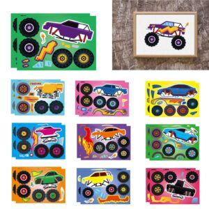 20 pcs monster truck make your own stickers with 10 designs truck party favors for monster truck-themed birthday party decorations favor supplies education toy art craft activities birthday gift