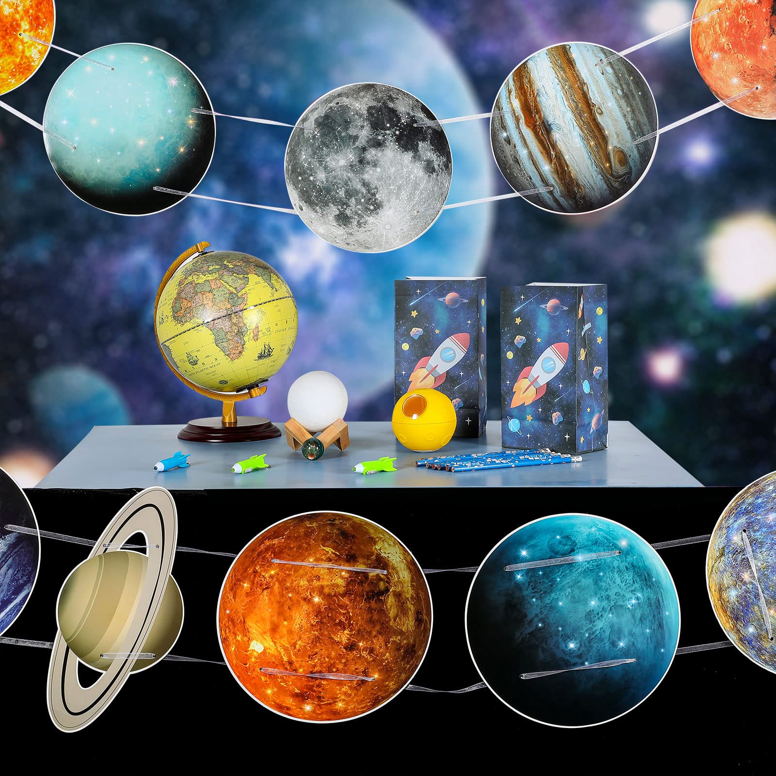 Sabary 10 Pcs Planets Theme Party Decor Solar System Decorations Outer Space Banner Cardboard Cutout Birthday Party Favors Planet Space Sign Porch Banner for Space Birthday Party Supplies