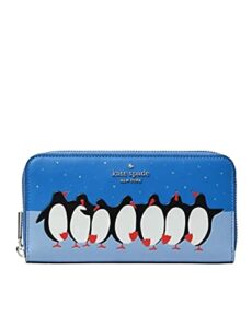 kate spade arctic friends penguin large continental wallet (blue multi)