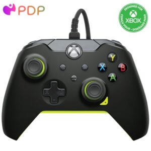 pdp wired xbox game controller - licensed for xbox series x|s/xbox one, dual vibration gamepad, app supported - electric black/yellow (amazon exclusive)