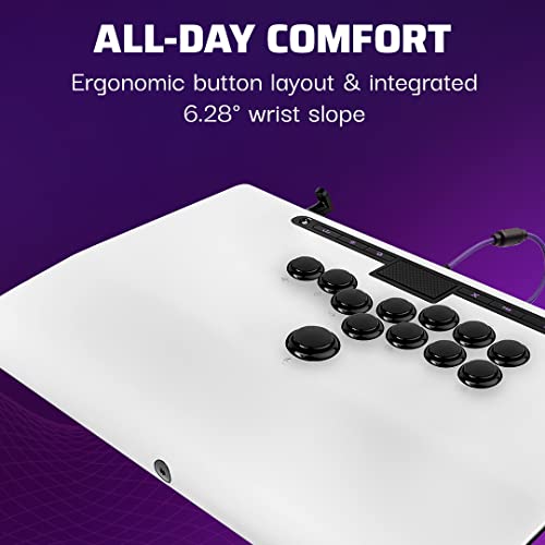 Victrix Pro FS-12 Esports Playstation Fight Stick All Button Arcade Controller for Playstation 5 / PS5, PS4, PC, Tournament Grade 12-Button Sanwa Denshi, Durable Aluminum, Detachable Joystick, Lockable Control Bar for Fighting Games (White)