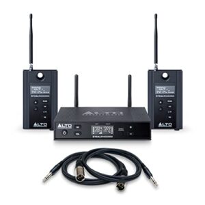 alto professional stealth mkii-uhf stereo wireless audio system for active speakers with transmitter and 2 receivers, 2 xlr ins, expandable