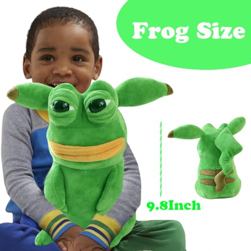 ELAINREN Sleepy Frog Plush Cute Toy Creative Frog Stuffed Animals Green Frog Plushie- Hug and Cuddle with Squishy Fabric and Stuffing -Cute Frog Dolls Gift,9.8''