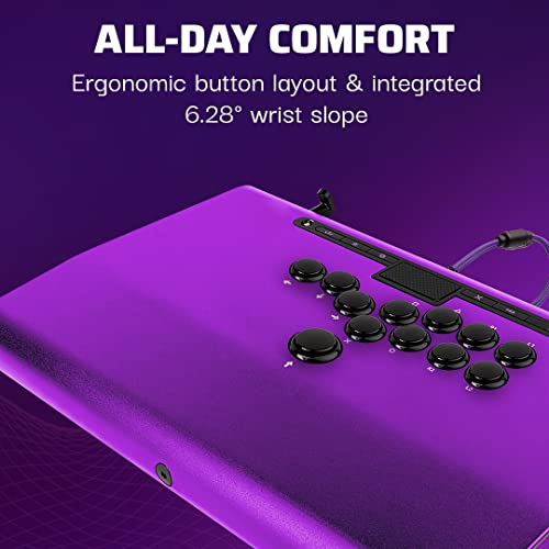 Victrix Pro FS-12 ESports Playstation Fight Stick All Button Arcade Controller for PS5, PS4, PC, 12-Button Sanwa Denshi, Ergonomic Detachable Joystick, Tournament Grade for Fighting Games (Purple)