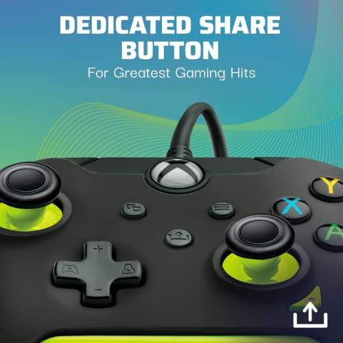 PDP Wired Xbox Game Controller - Licensed for Xbox Series X|S/Xbox One, Dual Vibration Gamepad, App Supported - Electric Black/Yellow (Amazon Exclusive)