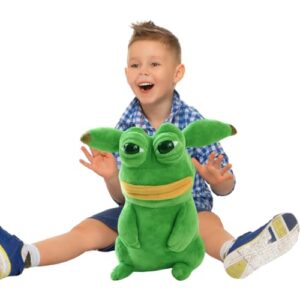 elainren sleepy frog plush cute toy creative frog stuffed animals green frog plushie- hug and cuddle with squishy fabric and stuffing -cute frog dolls gift,9.8''