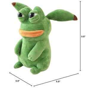 ELAINREN Sleepy Frog Plush Cute Toy Creative Frog Stuffed Animals Green Frog Plushie- Hug and Cuddle with Squishy Fabric and Stuffing -Cute Frog Dolls Gift,9.8''