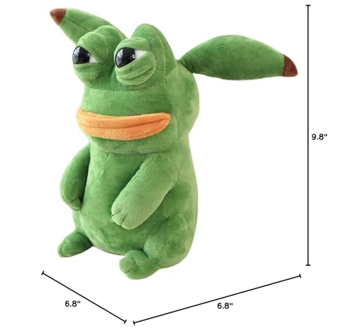 ELAINREN Sleepy Frog Plush Cute Toy Creative Frog Stuffed Animals Green Frog Plushie- Hug and Cuddle with Squishy Fabric and Stuffing -Cute Frog Dolls Gift,9.8''