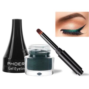 go ho green gel eyeliner pot,matte green eyeliner makeup,smooth highly pigmented long lasting gel eyeliner with brush,eye liner gel pot for women,207 green