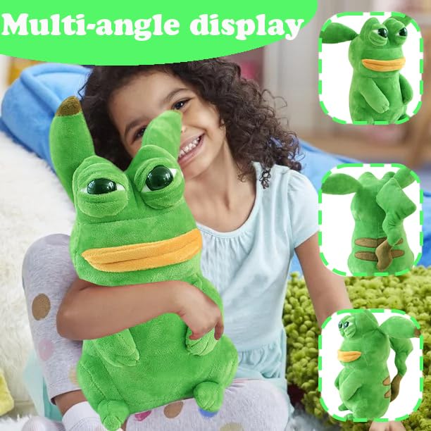 ELAINREN Sleepy Frog Plush Cute Toy Creative Frog Stuffed Animals Green Frog Plushie- Hug and Cuddle with Squishy Fabric and Stuffing -Cute Frog Dolls Gift,9.8''