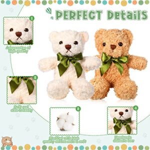 HyDren 15 Pieces Plush Stuffed Bears, 10 Inch Cute Soft Stuffed Bear Toy with Bow Tie for Graduation Baby Shower Christmas Birthday Party Gift Favors (Golden, Brown, White)