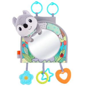 koty infant car seat toy - kick and play activity center with mirror, teether and crinkle paper, fun travel baby toy for rear car seat, easier drive with newborns, babies