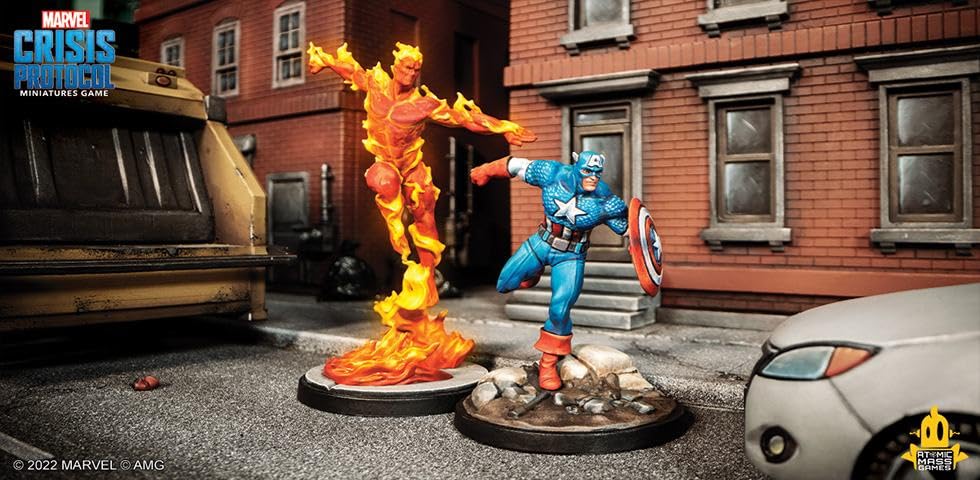 Marvel: Crisis Protocol Captain America & The Original Human Torch Character Pack - Unite Iconic Heroes! Tabletop Superhero Game, Ages 14+, 2 Players, 90 Minute Playtime, Made by Atomic Mass Games