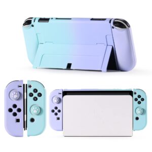 uyiye case for nintendo switch oled 2021, [gradient series] tpu grip protective cover accessories compatible with nintendo switch oled 7 inch and joy-con controller (blue-violet)