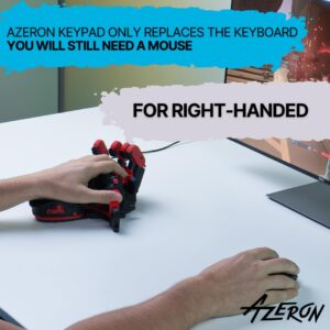 AZERON Cyborg Gaming Keypad – Programmable One Handed Gaming Keyboard for PC Gaming – with Analog Thumbstick and 29 Programmable Keys – 3D Printed Customized Keypad – for Righties (Red)