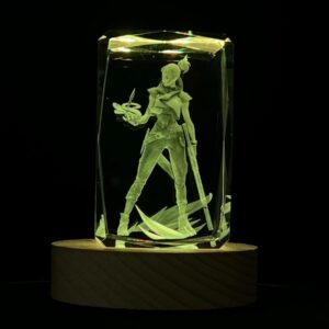 supia valorant 3d crystal figure - agent jett - rgbw 16 colorful led lighting stand with laser engraved crystal figure. valorant gift, gaming accessories for gamer. decoration for gaming desk.