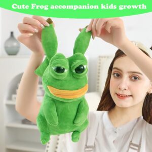 ELAINREN Sleepy Frog Plush Cute Toy Creative Frog Stuffed Animals Green Frog Plushie- Hug and Cuddle with Squishy Fabric and Stuffing -Cute Frog Dolls Gift,9.8''