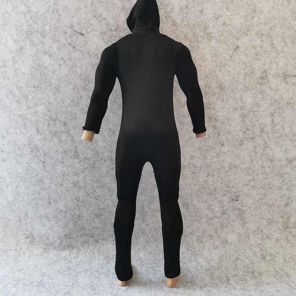 SSbeauty M 1/6 Scale Male Female Figure Hoodie Clothes Long Sleeved Bodysuit Undercoat Jumpsuit Cloth for 12'' Action Figure Clothes (Black)