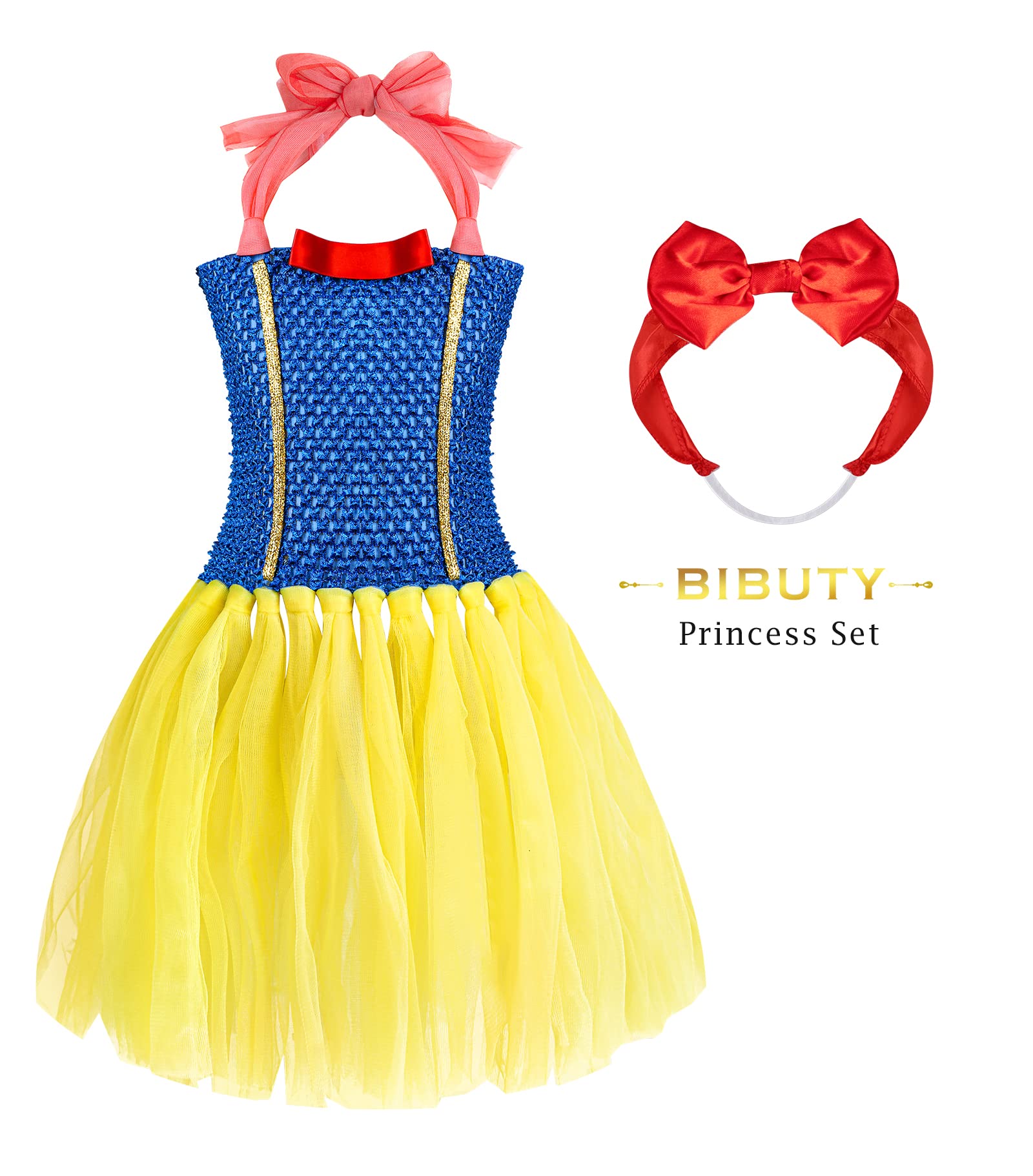 BIBUTY Princess Dress Up Clothes for Little Girls Princess Dresses, Pretend Play & Dress Up Princess Costume Set with Princess Crown for Little Girls, Princess Toys Gifts for 3-6 Toddler Little Girls