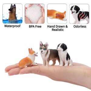 EYSCOTA 12PCS Dog Figurines Playset, Realistic Detailed Plastic Puppy Figures, Hand Painted Mini Dog Figures Toy Set Cake Toppers Birthday Easter Eggs Gift for Kids Toddlers