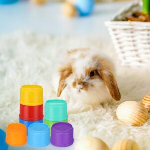 Charniol 8 Pcs Stack up Bunny Cups Bunny Toys Rabbit Stacking Cups Toys Rabbit Toys Snack Cups Rainbow Colors Plastic Nesting Toys for Small Animals Rabbits Bunny