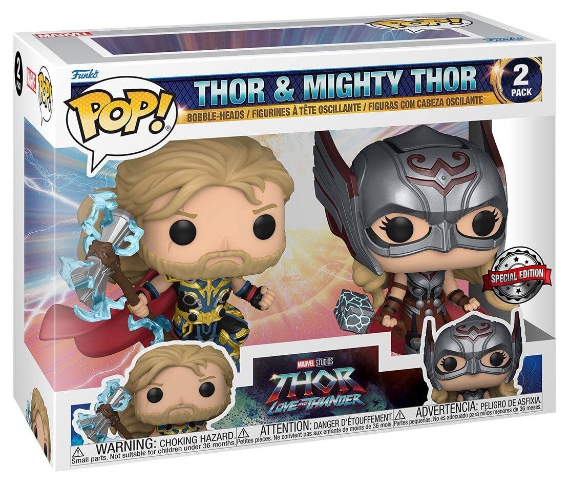 Funko Pop! Marvel: Thor Love & Thunder - 2 Pack - Thor & Mighty Thor - Collectable Vinyl Figure - Gift Idea - Official Merchandise - Toys for Kids & Adults - Movies Fans - Model Figure for Collectors