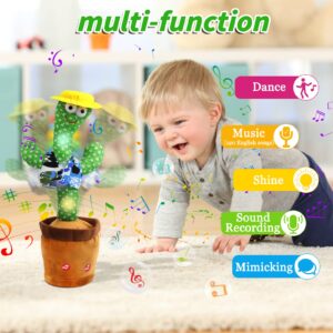 Oiuros Dancing Cactus Talking Baby Toys with Lights, Dancing Cactus Mimicking Toy Repeats What You Say Cactus Toy for Children's Early Education