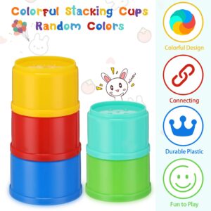 Charniol 8 Pcs Stack up Bunny Cups Bunny Toys Rabbit Stacking Cups Toys Rabbit Toys Snack Cups Rainbow Colors Plastic Nesting Toys for Small Animals Rabbits Bunny