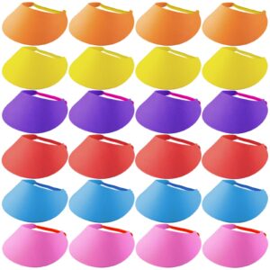 24 pcs foam visor sun protection hat kids visor sun visor hat 6 colors for golf, tennis, beach, kids' fun arts and crafts project, class field and camping trips, carnival prize (classic colors)