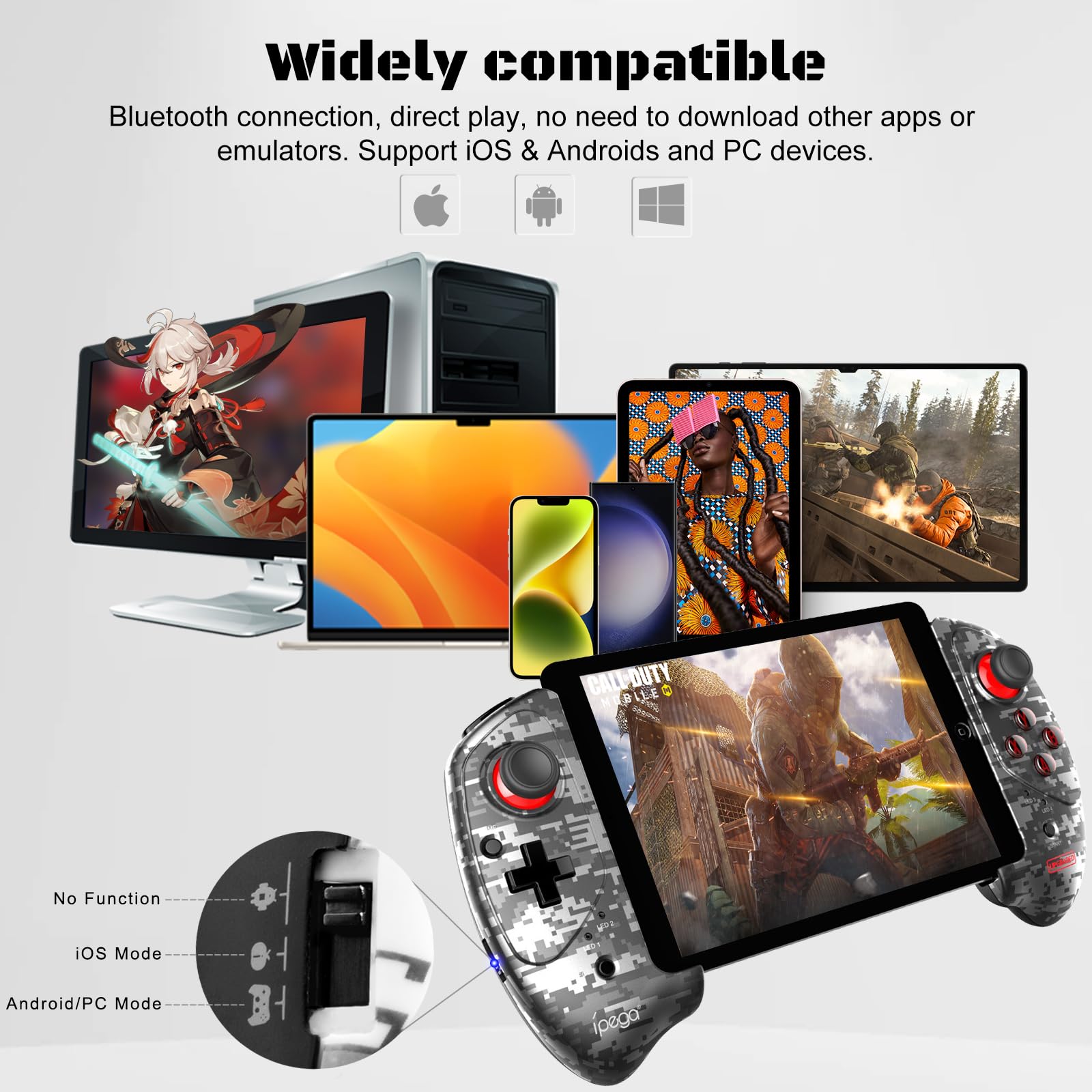 Joso Tablet Controller (11"), Phone Controller for iPhone, iPad, Android, Galaxy Z Fold4, Galaxy Z Flip4, Galaxy S23 S22 21Ultra, Fire HD 10, 8 to Play COD Mobile, Wireless Game Joystick Direct Play