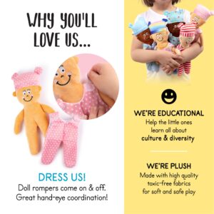 Basket of Babies | Multicultural Baby Dolls | Diverse Baby Dolls | Dolls for Toddlers | Toddler Baby Doll | 5 Dress Up Dolls with Basket Carrier | Removable Clothing Great Hand Eye Coordination