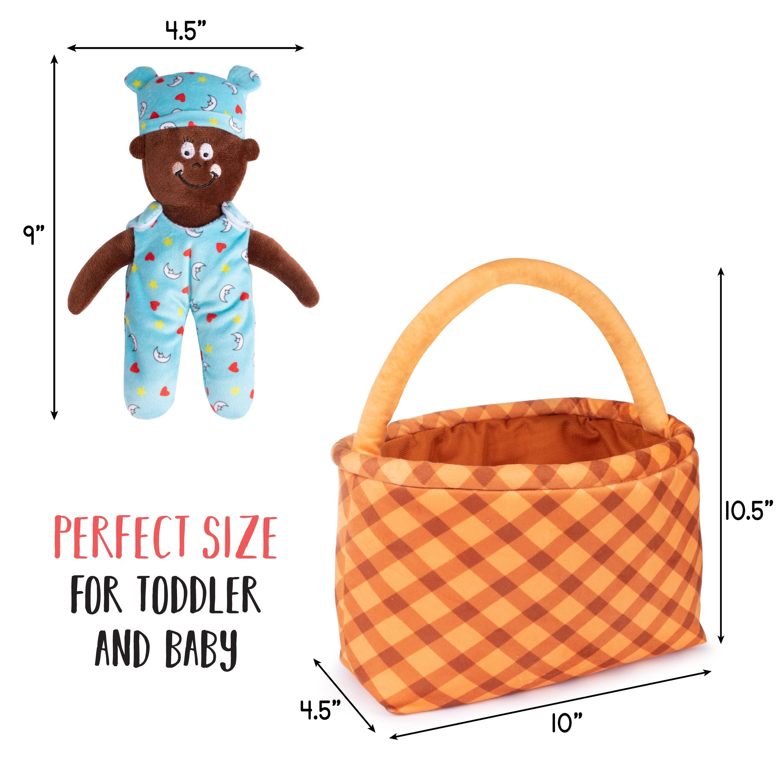 Basket of Babies | Multicultural Baby Dolls | Diverse Baby Dolls | Dolls for Toddlers | Toddler Baby Doll | 5 Dress Up Dolls with Basket Carrier | Removable Clothing Great Hand Eye Coordination