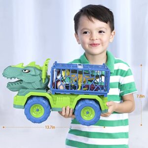 EPPO Dinosaur Truck Playset Toys for Kids 3-5, Large Tyrannosaurus Vehicle with 8 Jurassic Dinosaurs, Activity Play Mat, Dinosaur Eggs, Carrier Car Toys for 3 4 5 6 + Years Old Boys Girls Kids Gifts