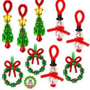 gygot christmas crafts for kids,36 sets christmas beaded ornament kit-including 12 pcs snowman/12 pcs christmas tree/12 pcs wreath,xmas party holiday craft tree decorations (assembly needed)