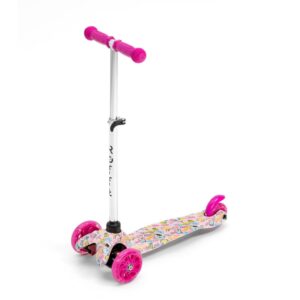 rofft scooter for kids ages 3-5 - wide deck & light up wheels, self balancing kids, toys for boys & girls, adjustable height, aluminum t-bar