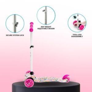 ROFFT Scooter for Kids Ages 3-5 - Wide Deck & Light Up Wheels, Self Balancing Kids, Toys for Boys & Girls, Adjustable Height, Aluminum T-Bar