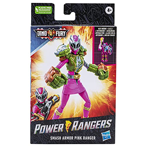 Spider-Man Power Rangers Dino Fury Smash Armor Pink Ranger, 6-Inch Power Rangers Action Figures Make Great Gifts for Boys and Girls Ages 4 and Up