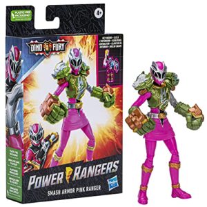 Spider-Man Power Rangers Dino Fury Smash Armor Pink Ranger, 6-Inch Power Rangers Action Figures Make Great Gifts for Boys and Girls Ages 4 and Up